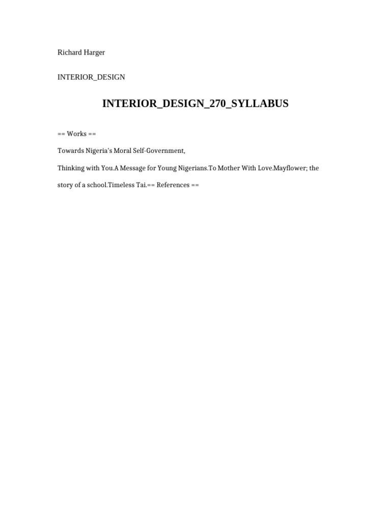 Interior Design 270 Syllabus | PDF | Self-Improvement