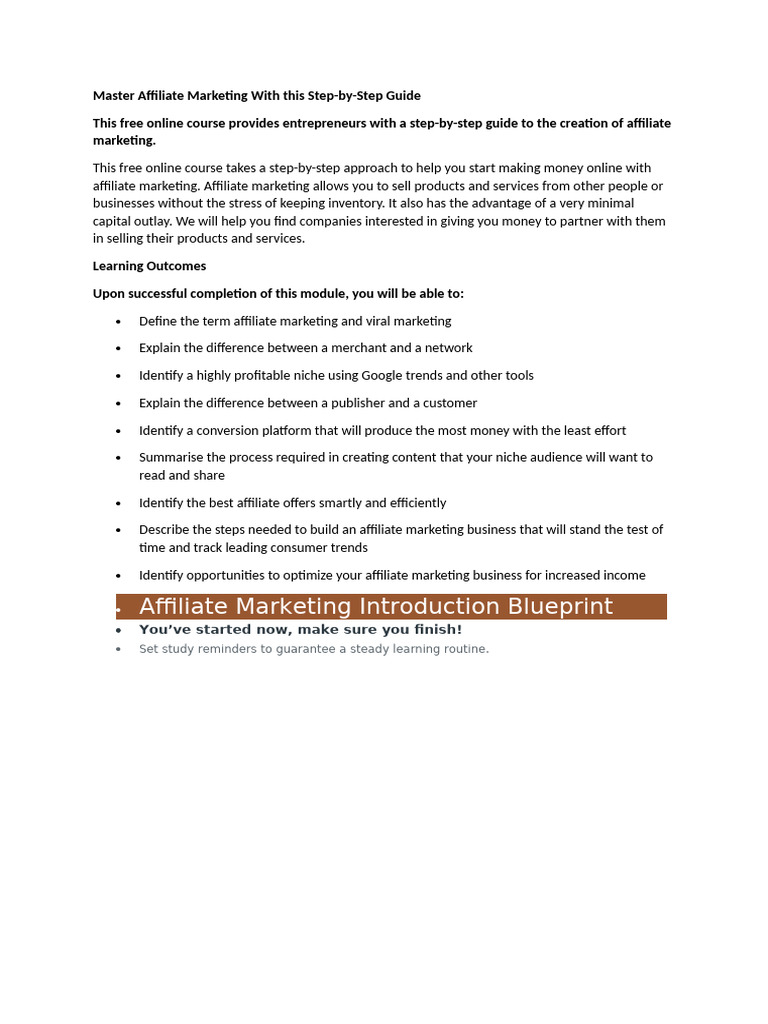Step-by-Step Affiliate Marketing Guide | PDF | Finance & Money Management