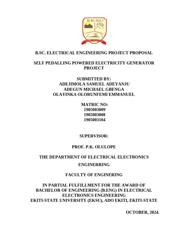 Elect Project Proposal | PDF | Electric Generator | Electric Motor
