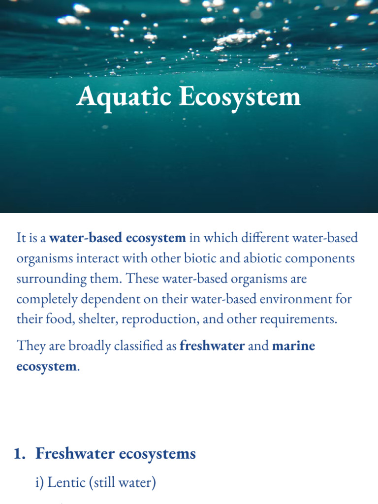 Aquatic Ecosystems - (Ponds, Streams, Lakes, Rivers, Oceans, Estuaries ...