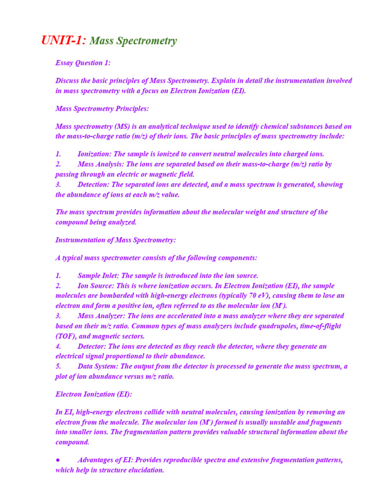 P7 Notes | PDF | Proton Nuclear Magnetic Resonance | Mass Spectrometry