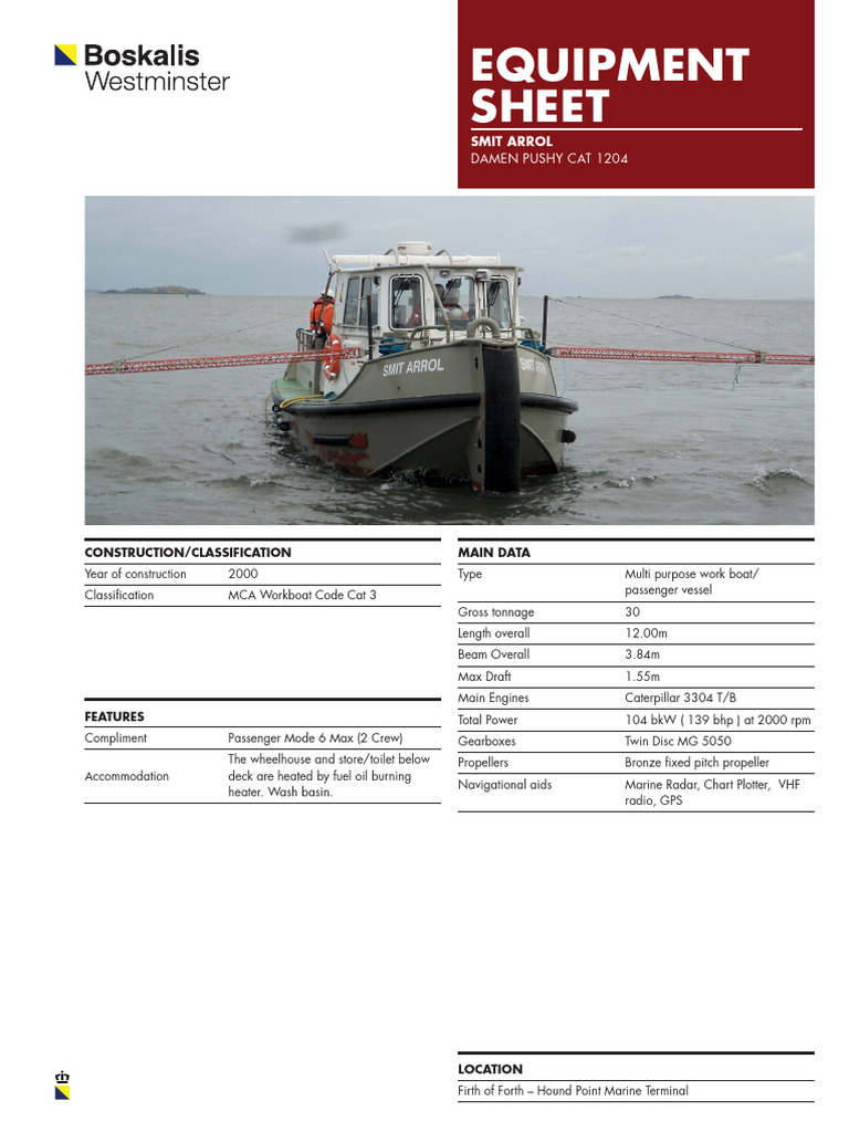 Equipment Sheet - Smit Arrol | PDF | Shipping | Ships