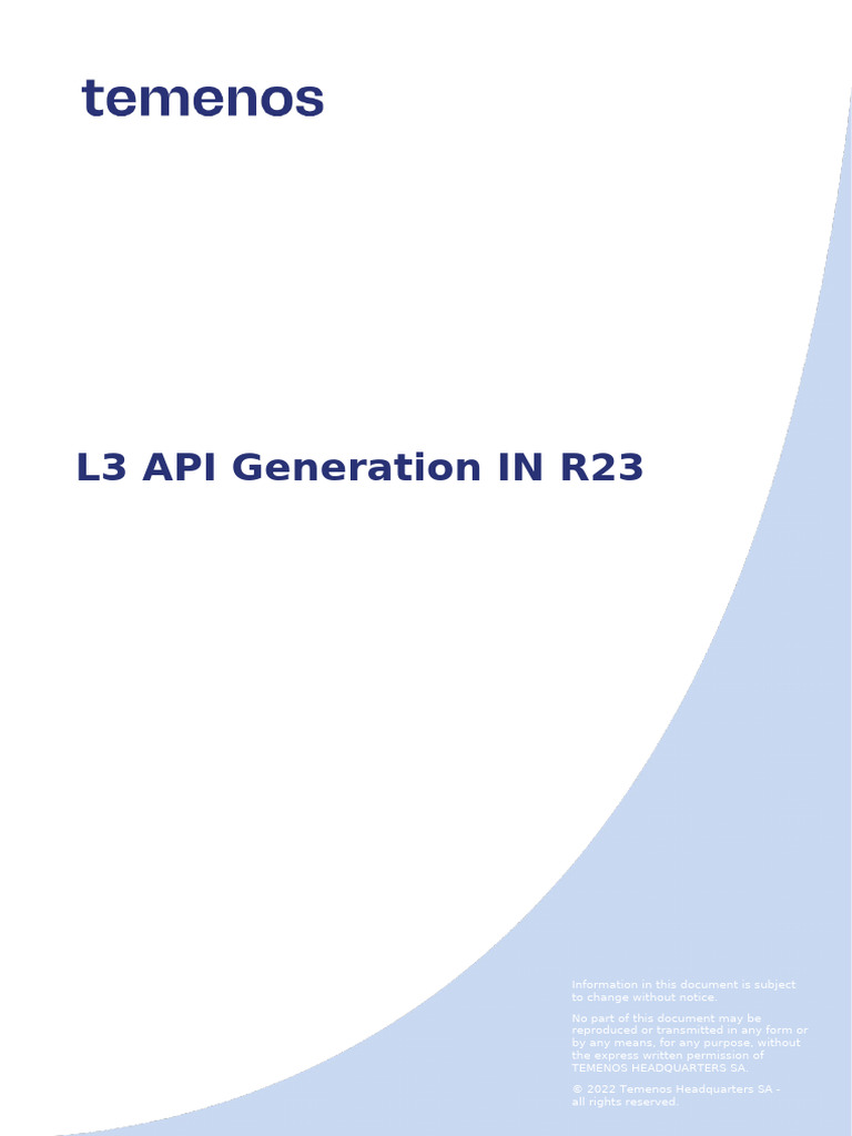 L3 Api Generation in R23 1 | PDF | Computing | Data Management