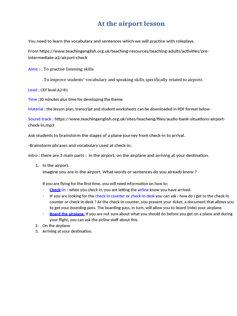 At The Airport Lesson | PDF | Business | Computers