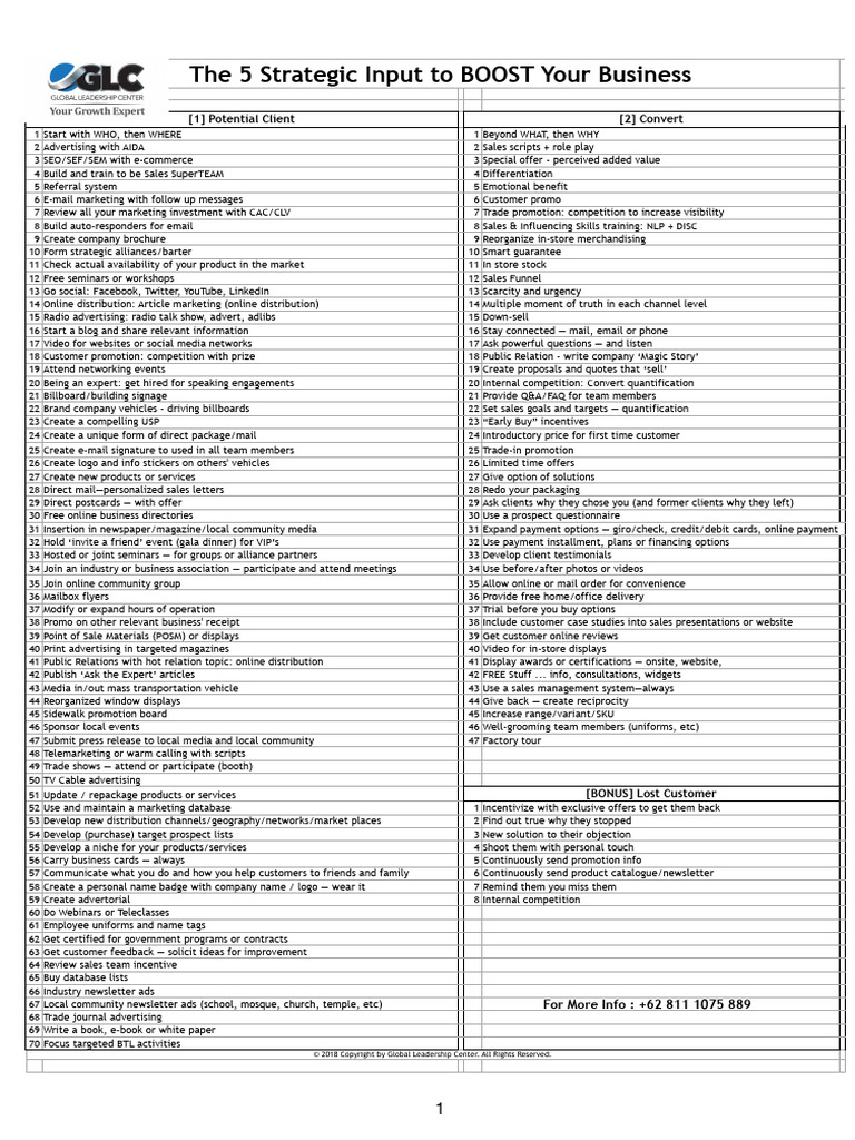 5 Strategic Inputs to Boost Your Business | PDF | Prices | Inventory