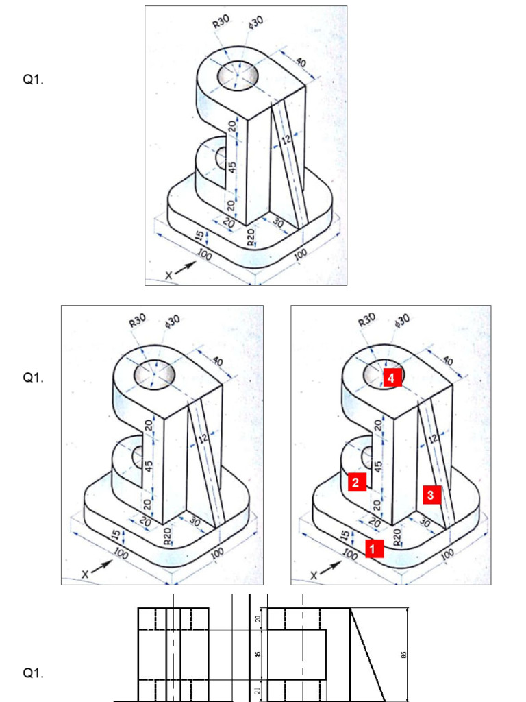 Problems-Orthographic Projection | PDF