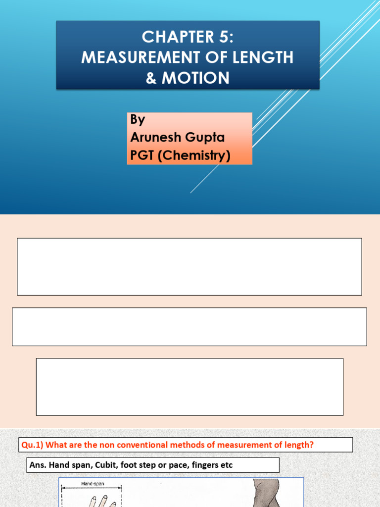 Class 6 Measurement of Length & Motion | PDF | Metrology | Units Of ...