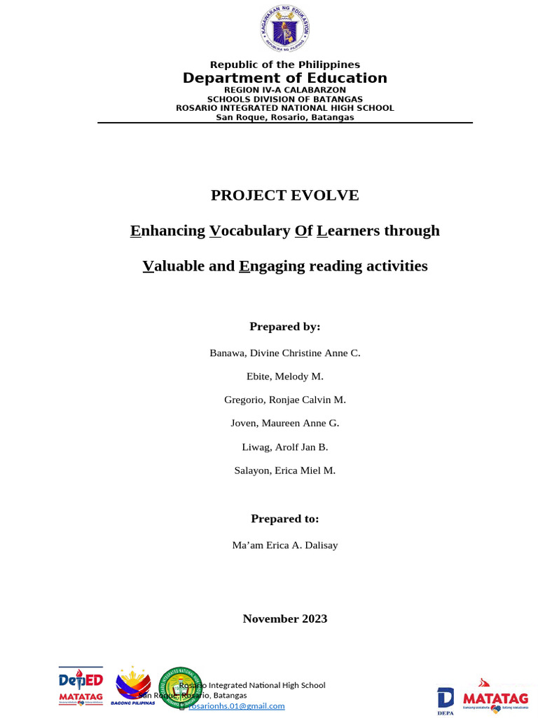 EAPP Project EVOLVE Concept Paper | PDF | Vocabulary | Reading Comprehension