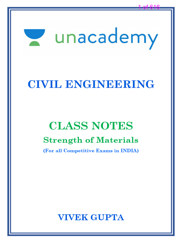 Strength of Materials Notes by Vivek Gupta | PDF | Stress (Mechanics ...