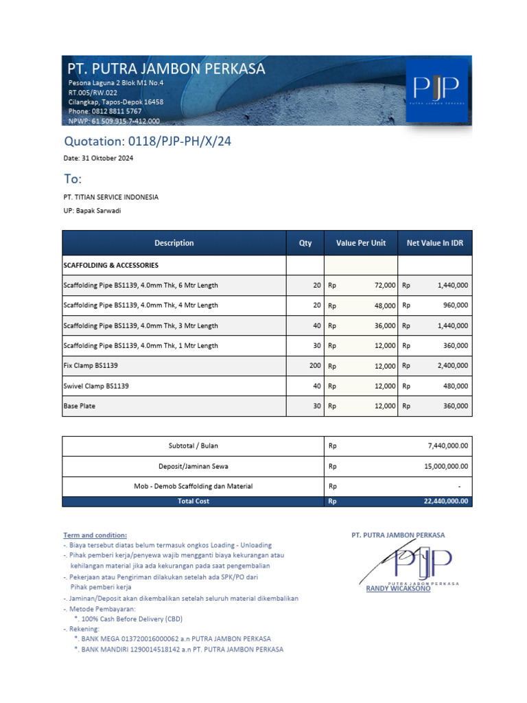 PJP Quotation - Titian | PDF
