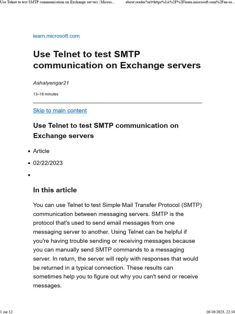 Testing SMTP with Telnet on Exchange | PDF | Communications Protocols ...