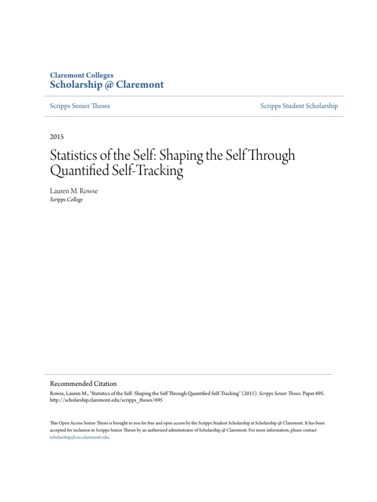 Statistics of The Self - Shaping The Self Through Quantified Self | PDF ...