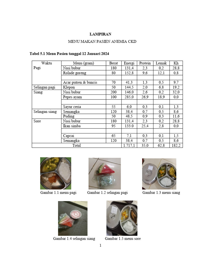 Menu Makanan Pasien | PDF