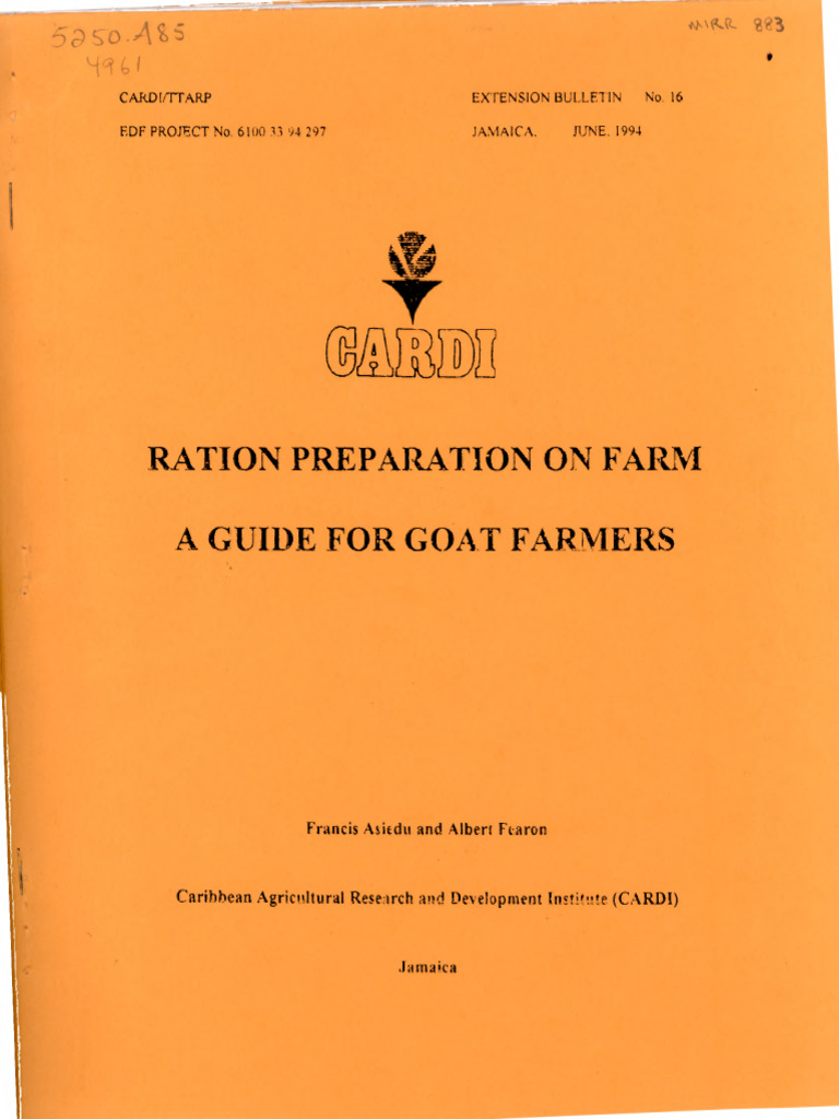 Ration Preparation On Farm A Guide For Goat Farmers | PDF | Farms | Goat