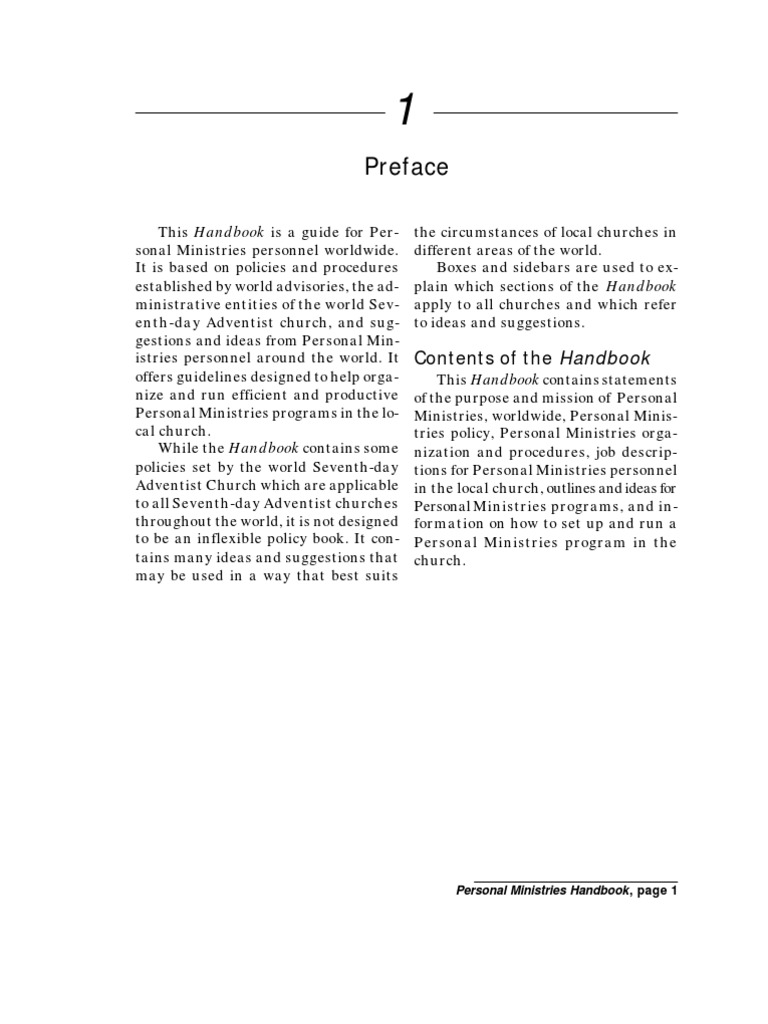 Personal Ministries Handbook Overview | PDF | Laity | Gospel Of Matthew