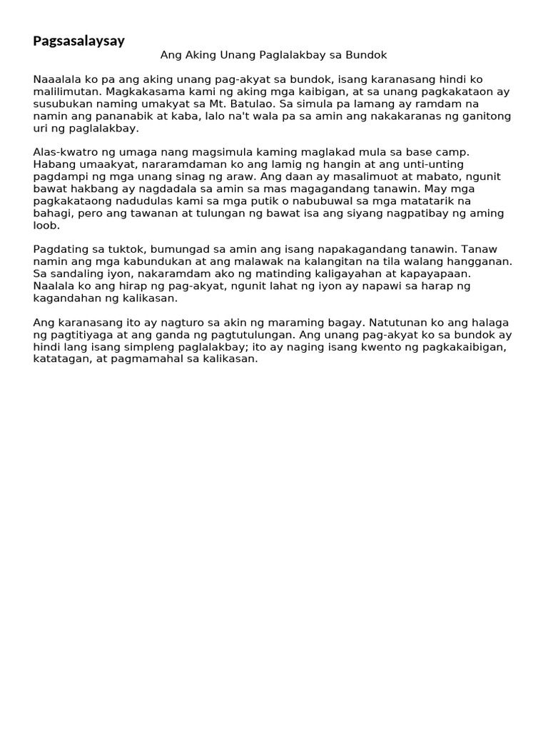 PAGSASALAYSAY | PDF
