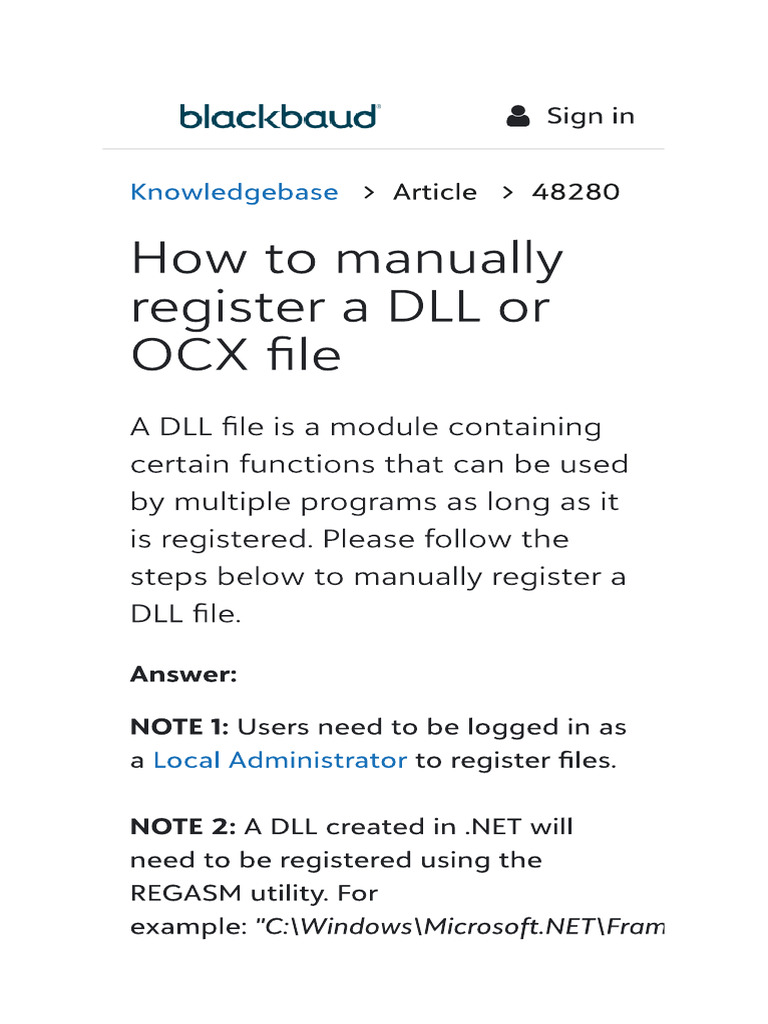 How To Manually Register A DLL or OCX File | PDF