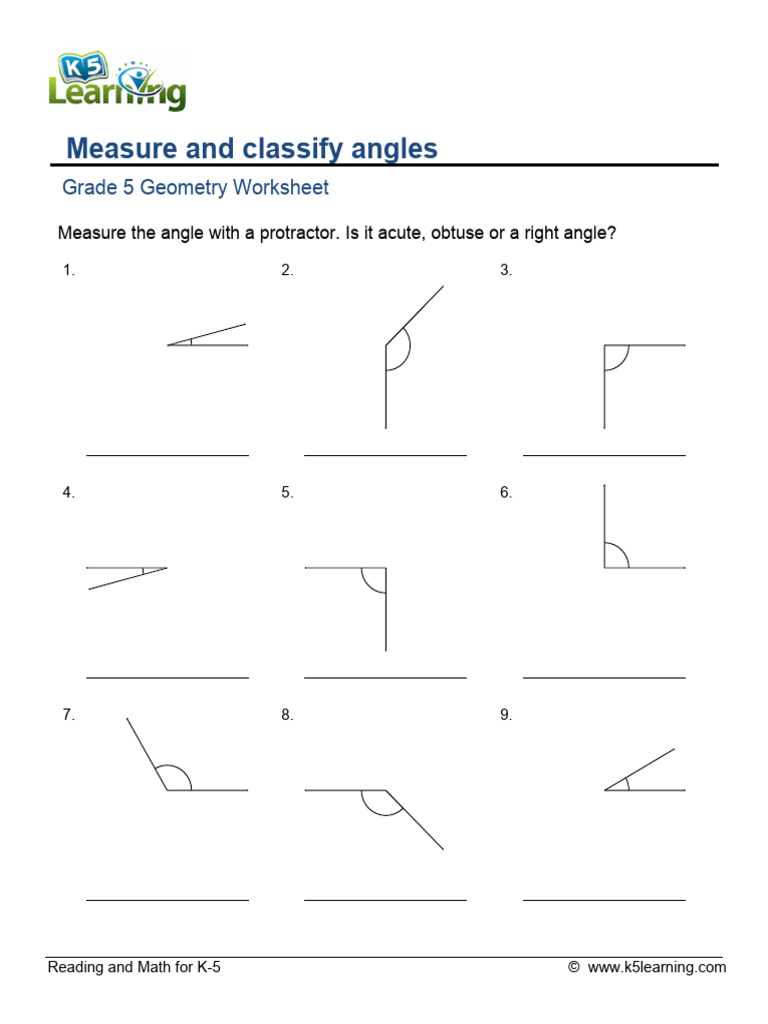 Grade 5 Geometry Classify Measure Angles F | PDF