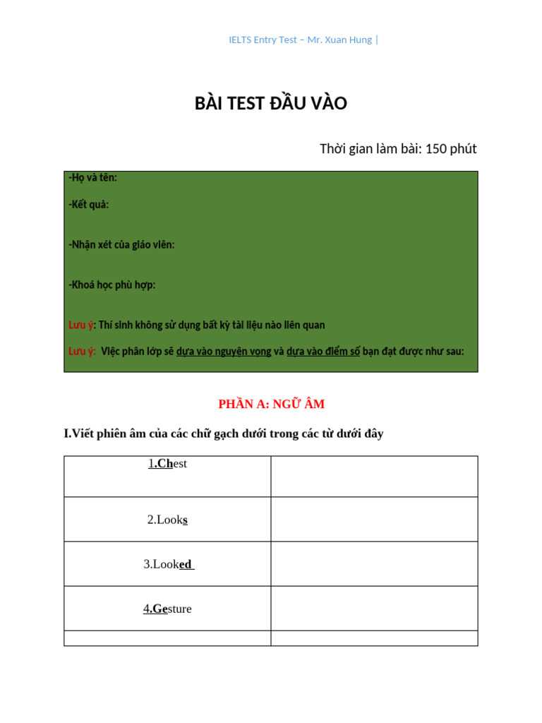 New Entry Test IELTS 2024 | PDF