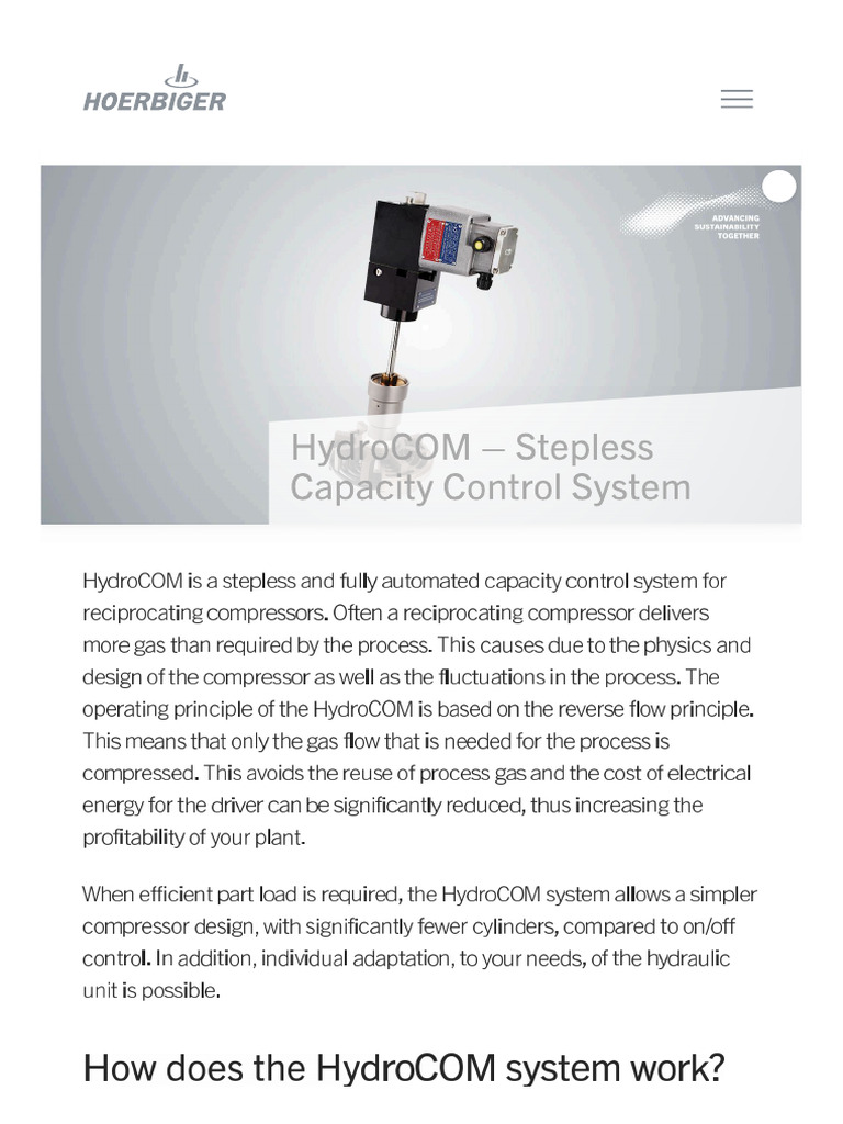 HydroCOM I Stepless Capacity Control System I HOERBIGER | PDF