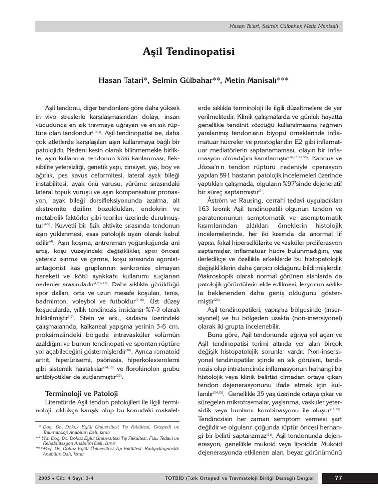 Asil Tendinopatisi | PDF