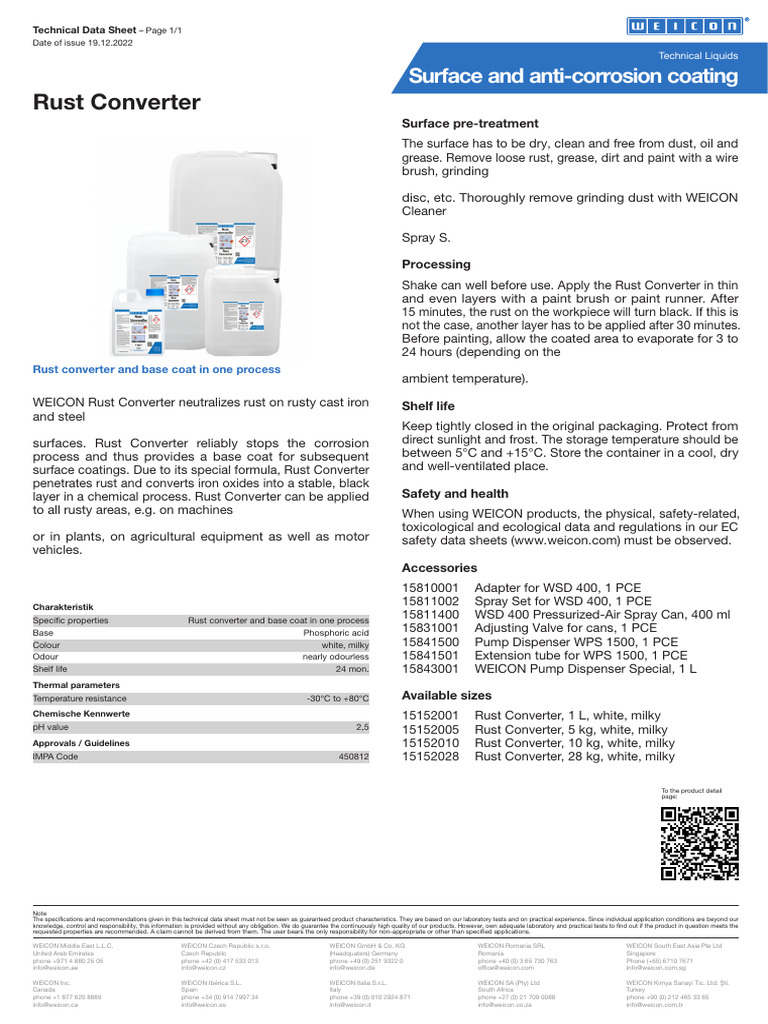 EN GB TDS 15152005 Rust Converter | PDF | Rust | Paint