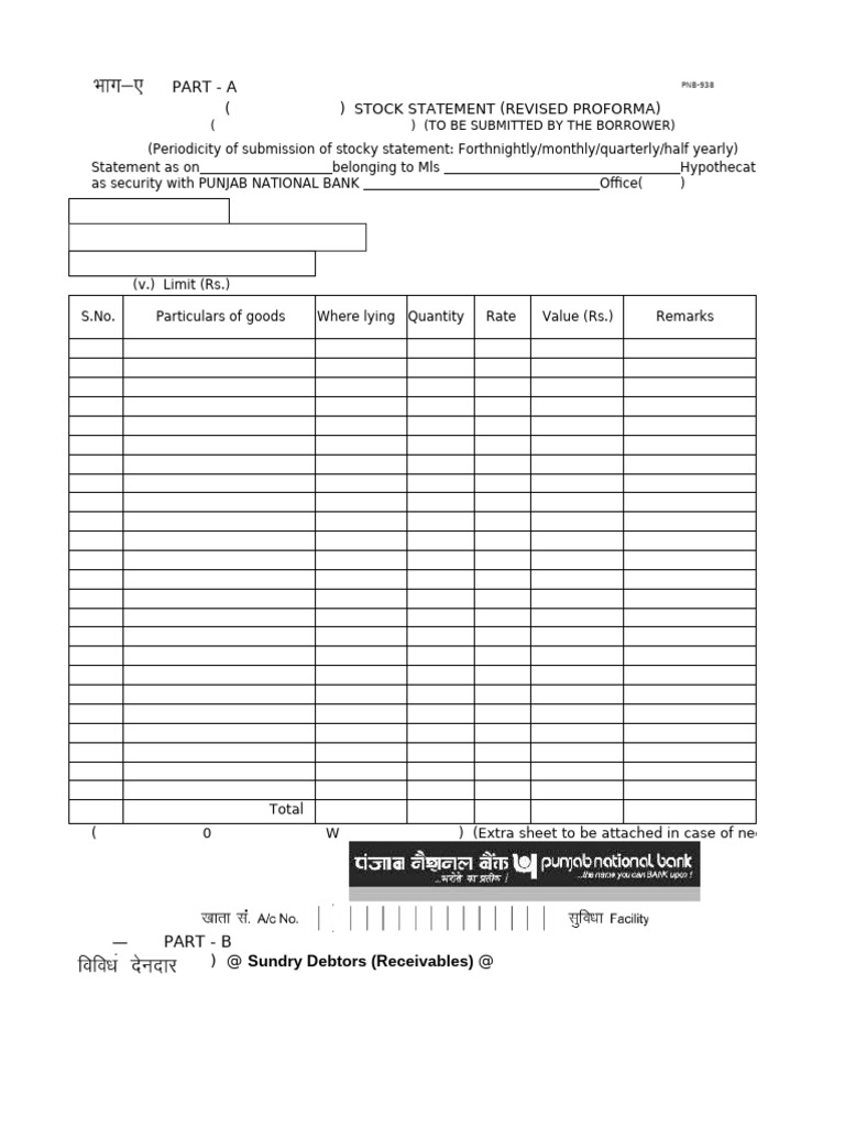 PNB Stock Statement Form (Revised) | PDF | Money | Economies
