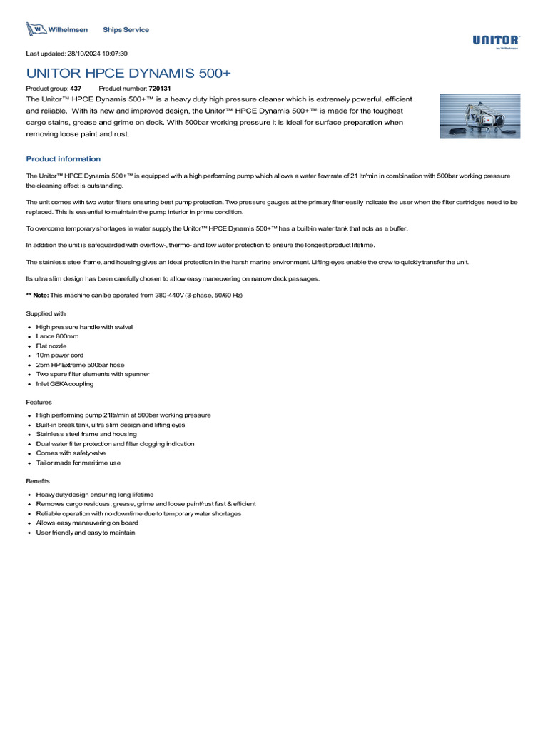 Unitor Hpce Dynamis 500+ | PDF | Pump | Valve