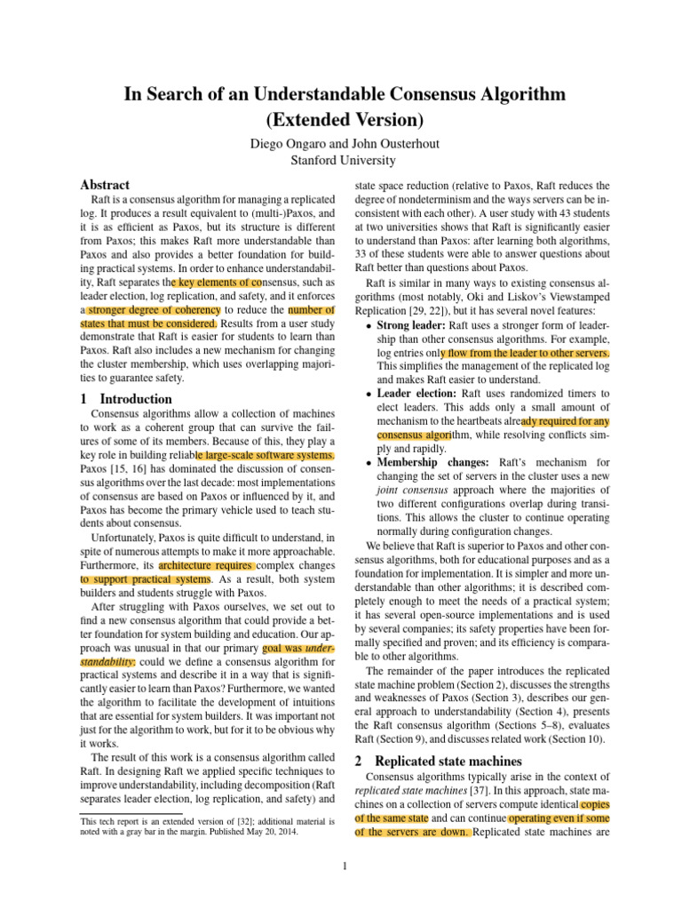 Raft: Simplifying Consensus Algorithms | PDF | Classes Of Computers | Distributed Computing
