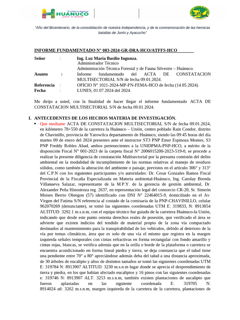 Informe Fundamentado 086-2024 - 03.07.24 | PDF | Los bosques | Fauna