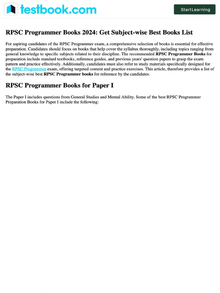 RPSC Programmer Books 2024 Get Subject-Wise Best Books List | PDF