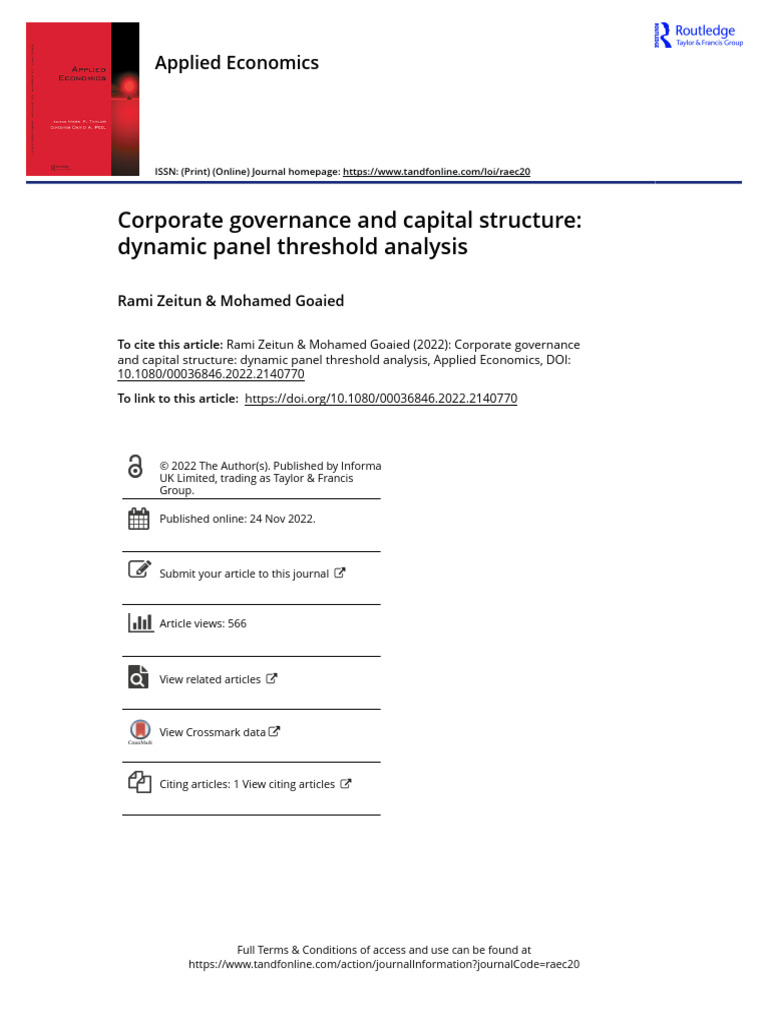Corporate Governance & Capital Structure Analysis | PDF | Capital Structure | Ordinary Least Squares