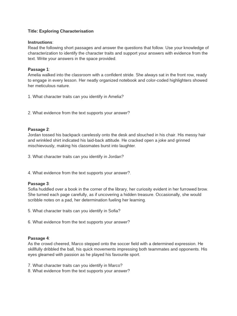 Exploring Characterisation | PDF