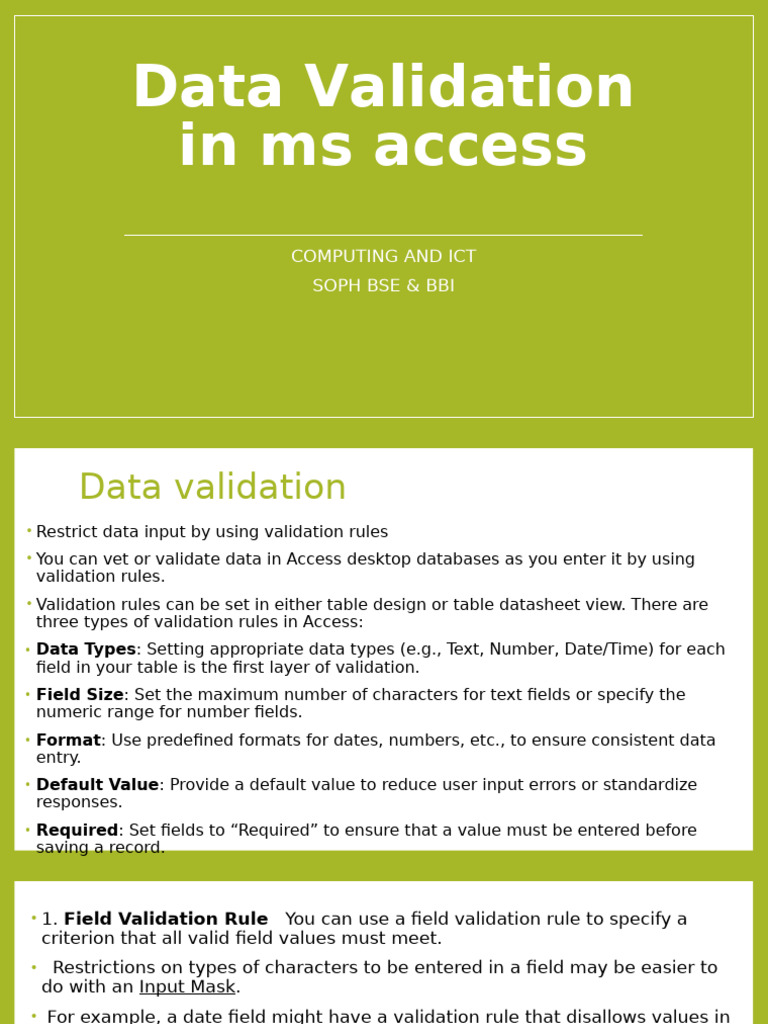 Chapter 4 Validation Rule | PDF | Data Type | Computer Data