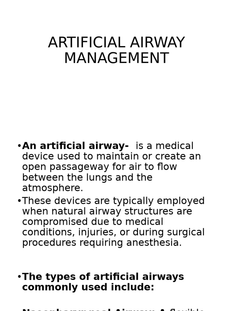 Artificial Airway Management | PDF | Exhalation | Respiratory System