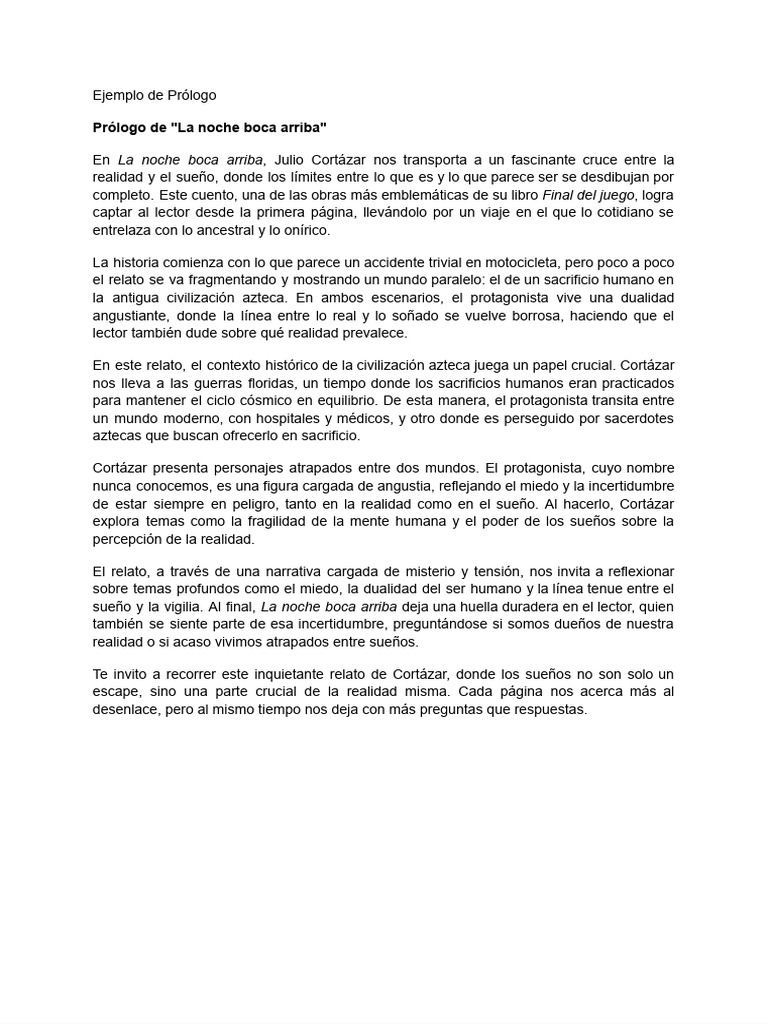 Prólogo de - La Noche Boca Arriba | PDF | Cuentos | Colecciones de ...