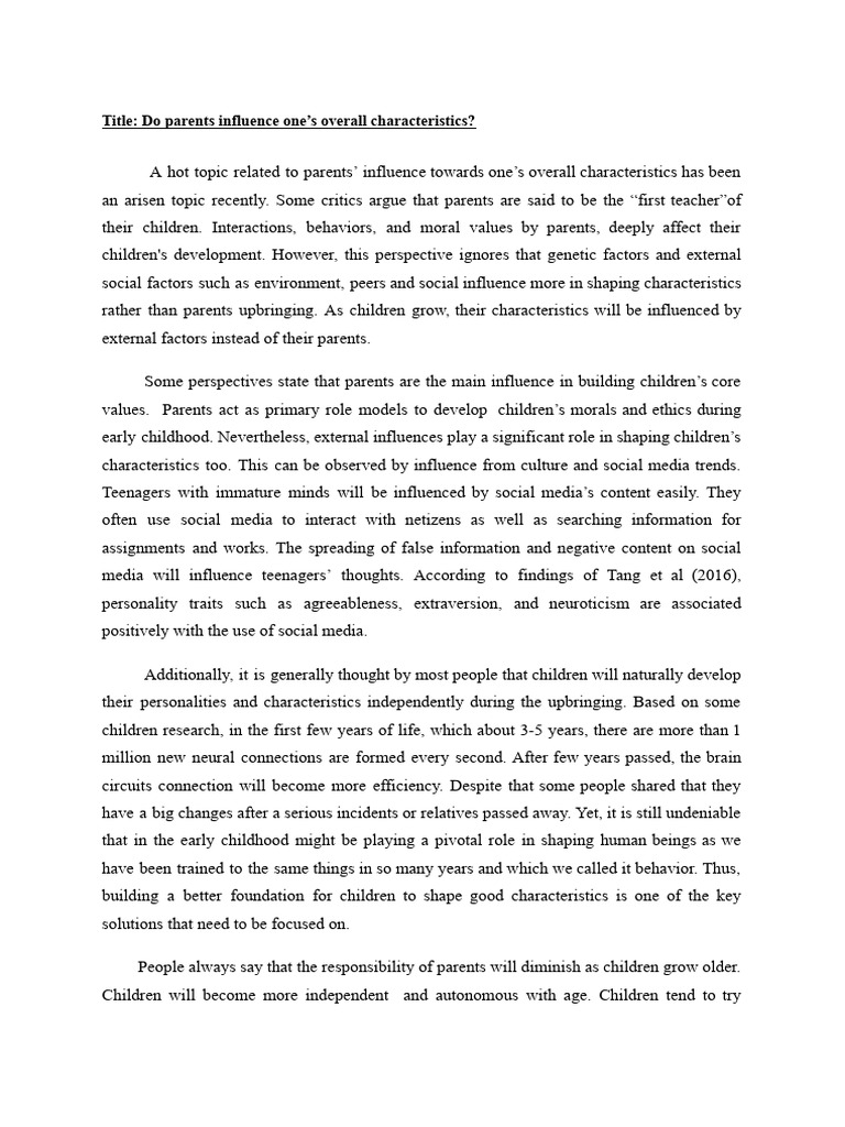 Argumentative Essay Assignment | PDF | Adolescence | Social Psychology