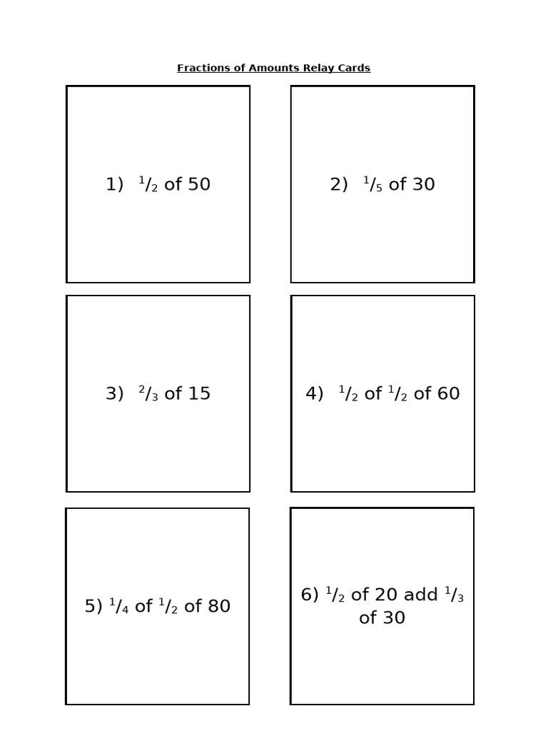 Fractions of Amounts Relay Cards | PDF