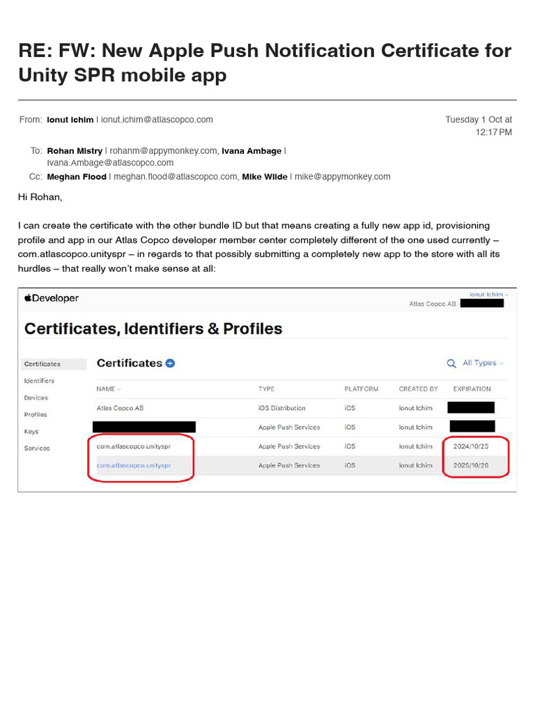 New Apple Push Notification Certificate For Unity SPR Mobile App | PDF | Computers