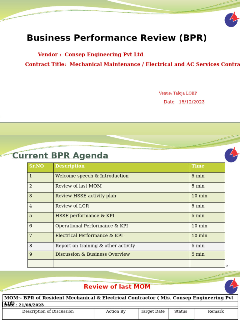 Business Performance Review (BPR) 21august'23 | PDF