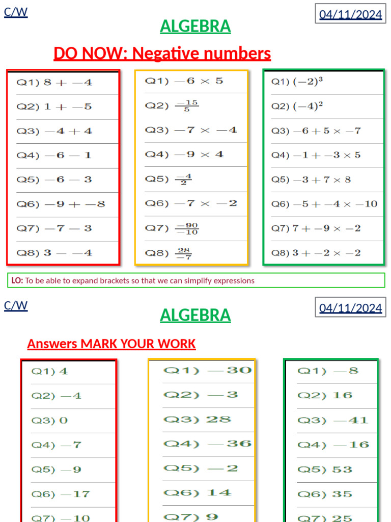 Expand and Simplify Algebraic Expressions | PDF