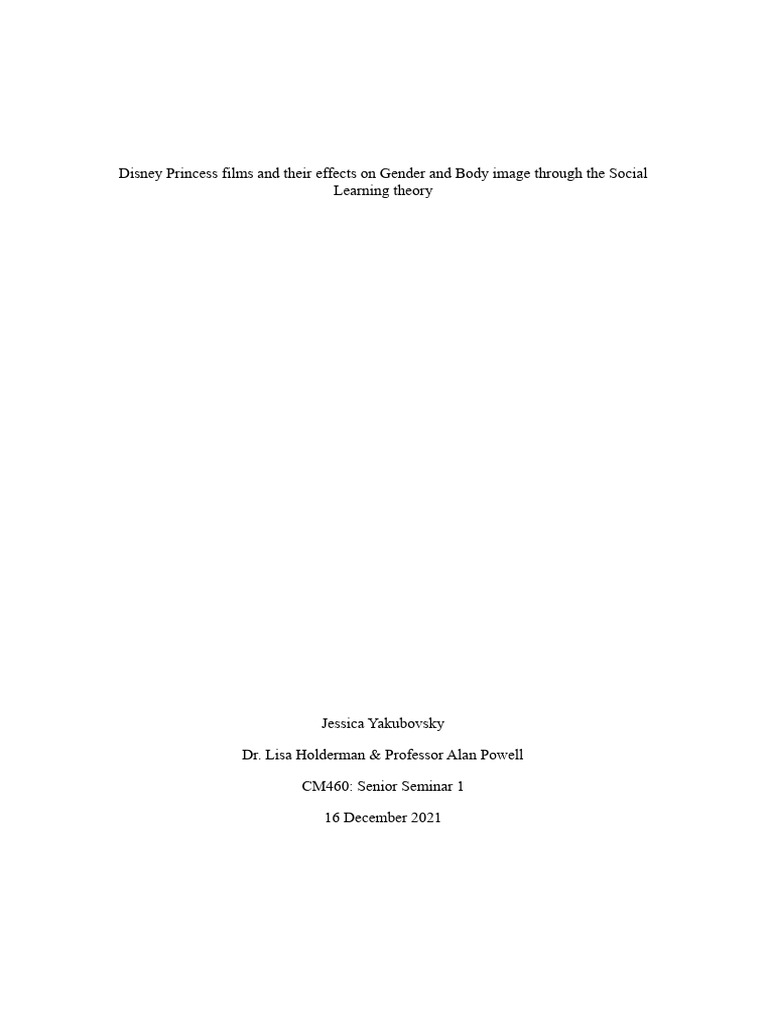 Disney Princess Films and Their Effects On Gender and Body Image | PDF ...