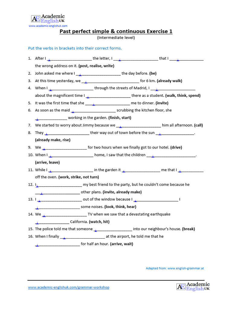 Past perfect - EXERCISES | PDF