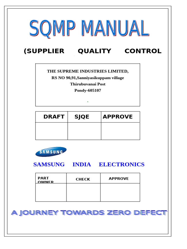 SQMP - Sample | PDF | Reliability Engineering | Specification (Technical Standard)