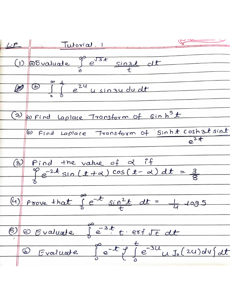 Laplace Transform Tutorial 1 | PDF