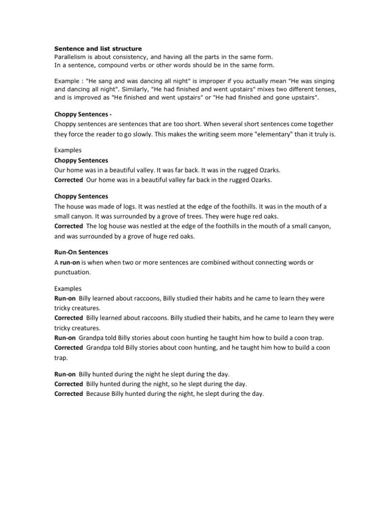 Sentence and List Structure | PDF | Sentence (Linguistics) | Comma