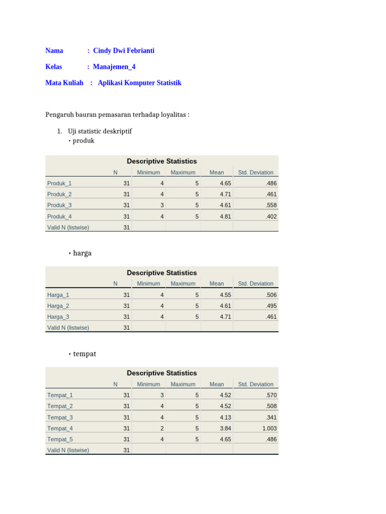 Tugas AK STATISTIK - Cindy Dwi Febrianti - 20101155310157 - M4 | PDF ...