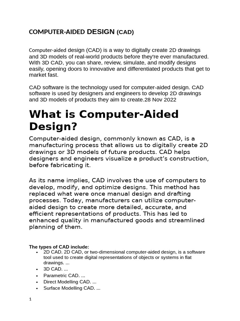 Computer Aided Design | PDF | Computer Aided Design | 3 D Modeling