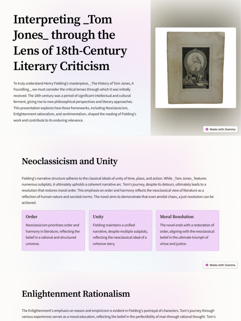 Interpreting - Tom Jones - Through The Lens of 18th-Century Literary ...