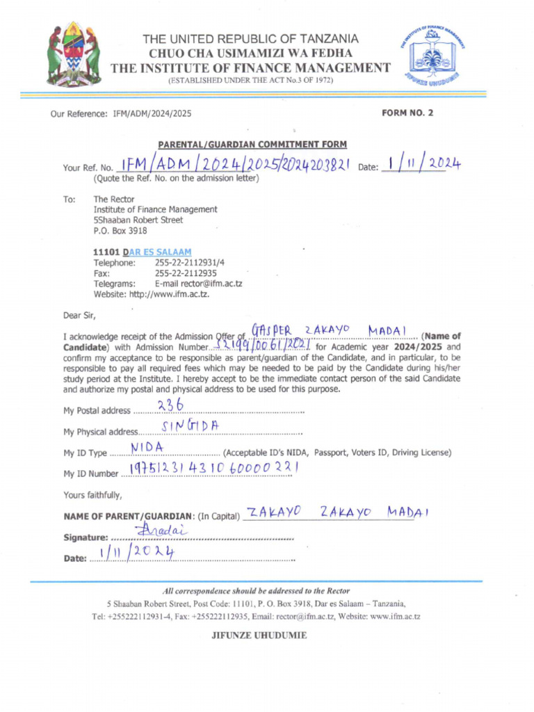 Parental-Gurdian Commitment Form | PDF